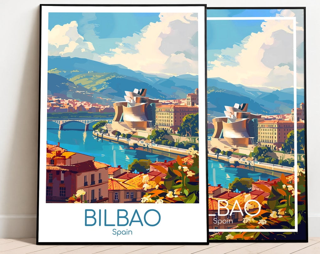 Bilbao Travel Poster Bilbao Poster Wall Art Spain Vintage Poster Bilbao ...
