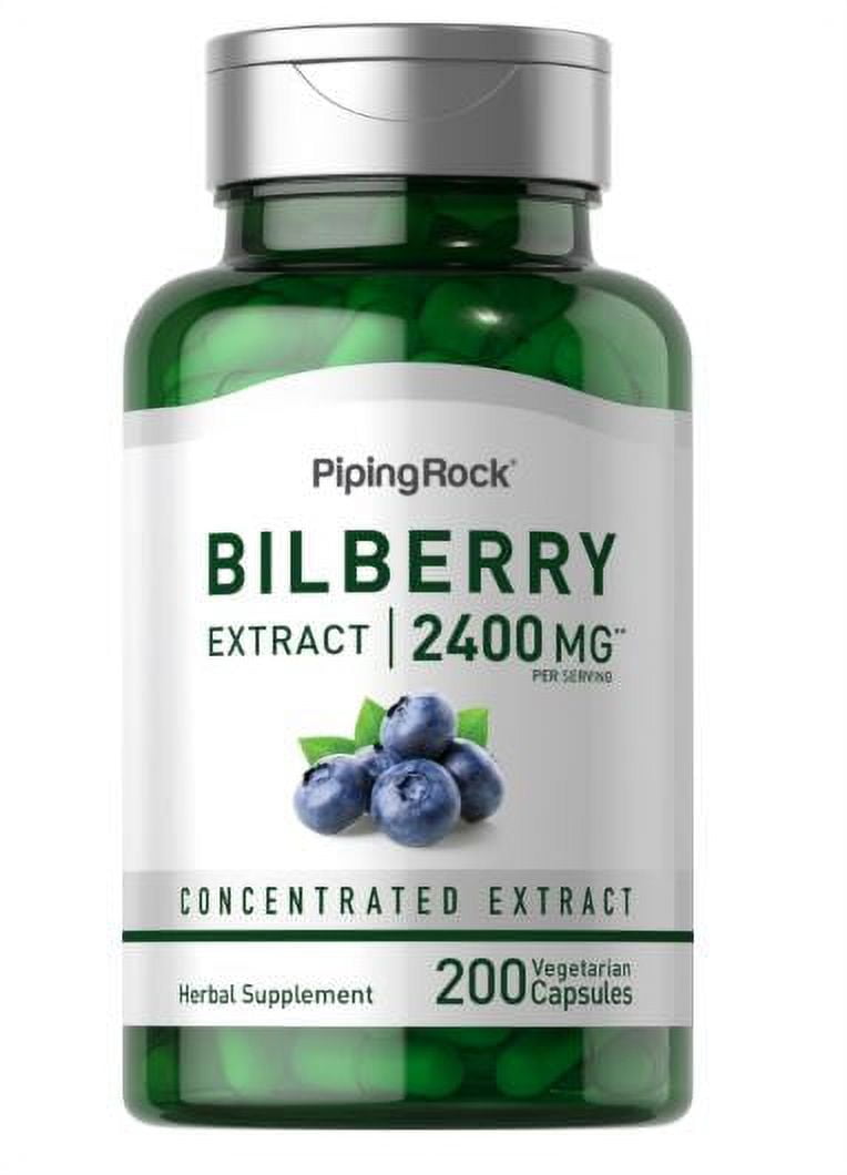 Piping Rock Bilberry Extract 2400mg 200 Vegetarian Capsules for Vision ...
