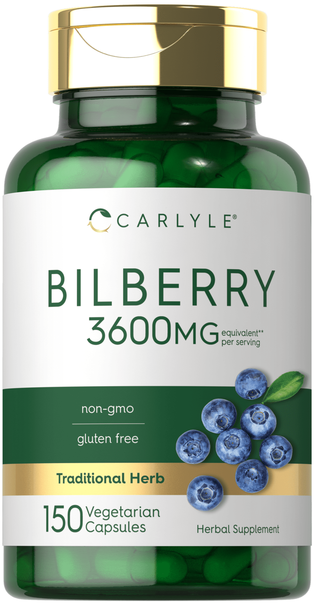 Carlyle Bilberry Extract Capsules, 3600mg Equivalent, 150 Vegetarian ...