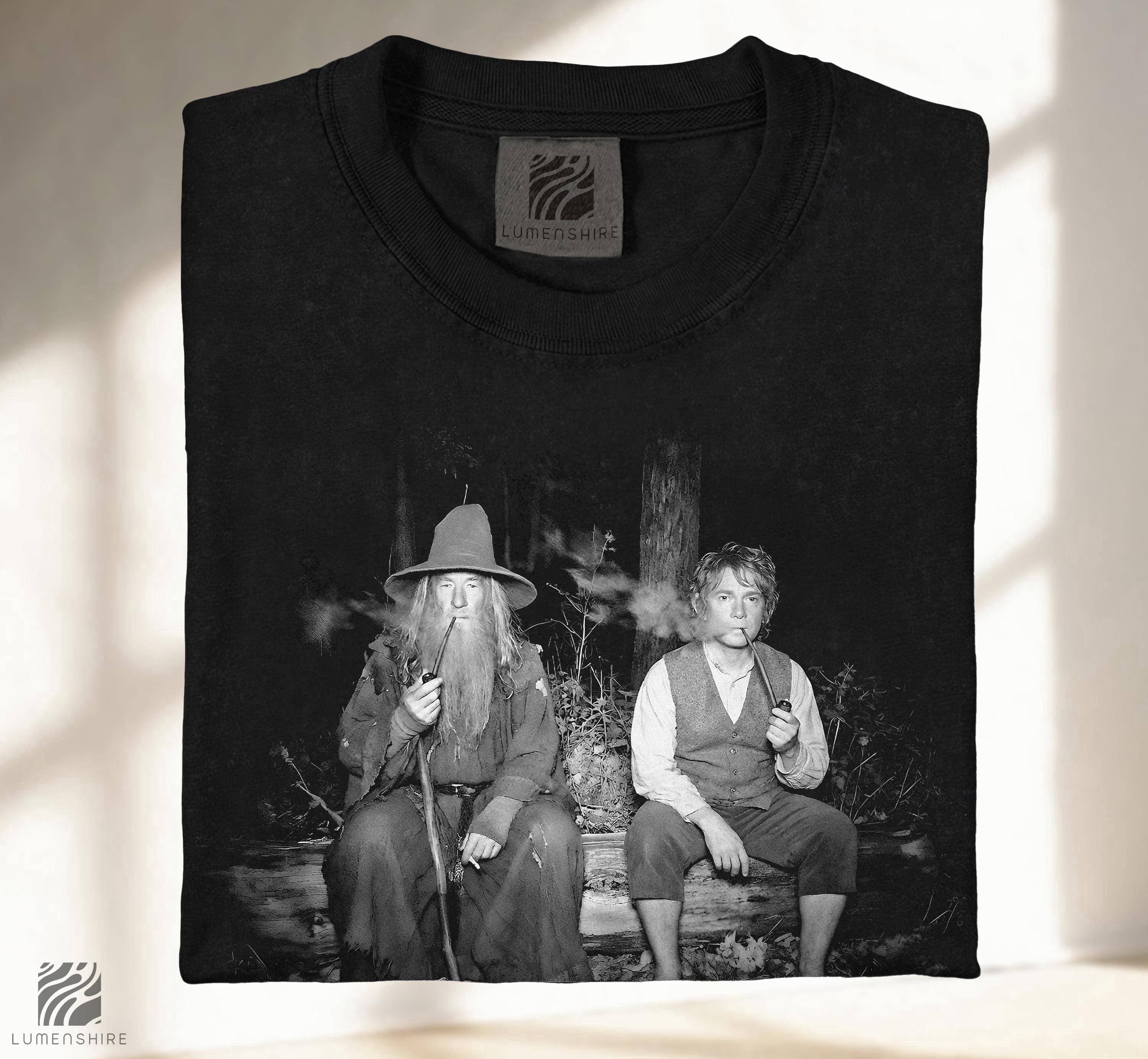 Bilbo and Gandalf Smoking Tee, The Hobbit Trail Cam Shirt, Funny LOTR ...