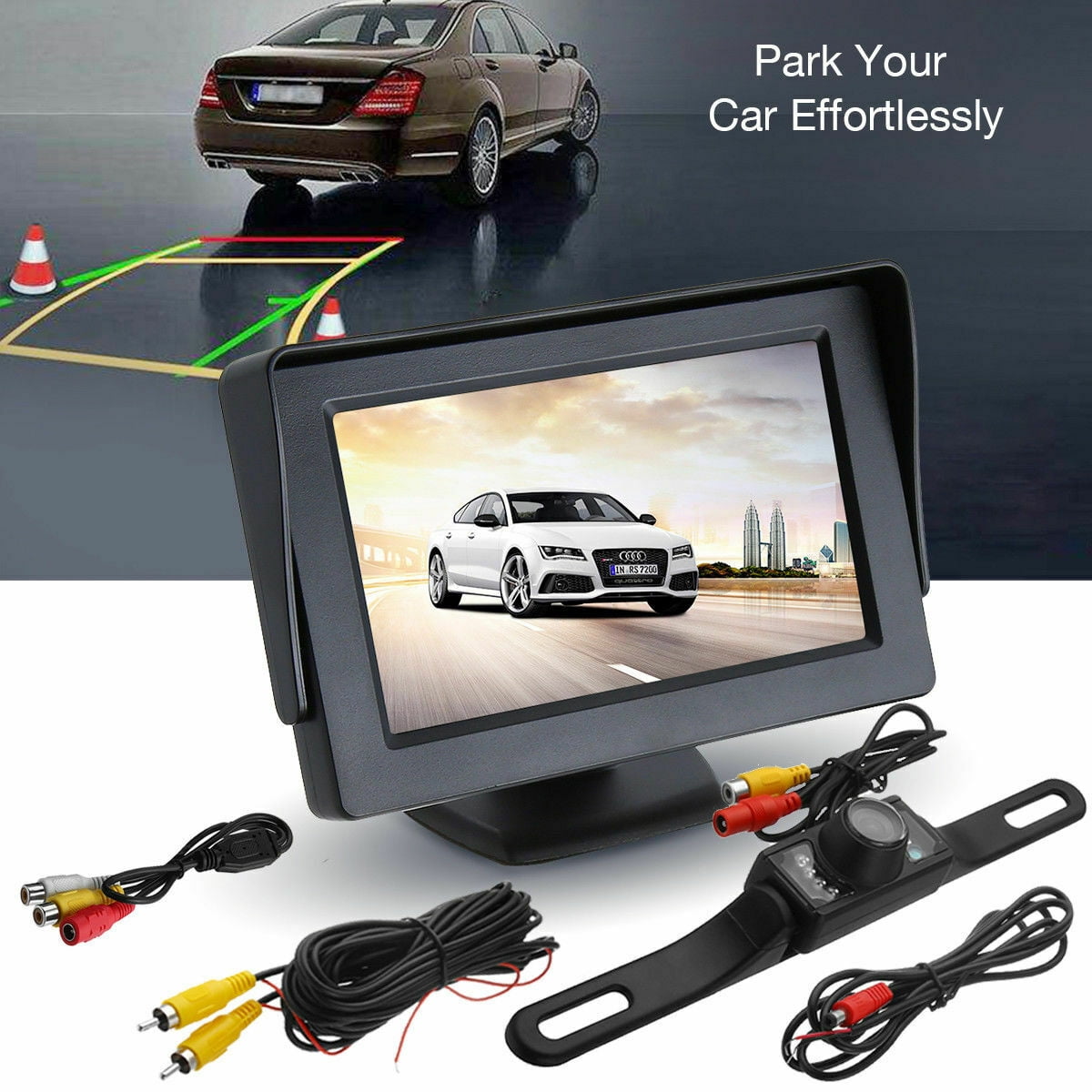 Bileeko Car Backup Camera Rear View Night Vision Cam & Foldable 4.3 ...