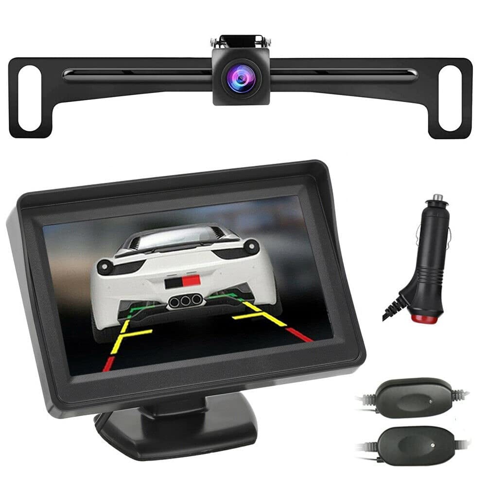 Bileeko HD Wireless License Plate Backup Camera with 4.3" Monitor Rear ...