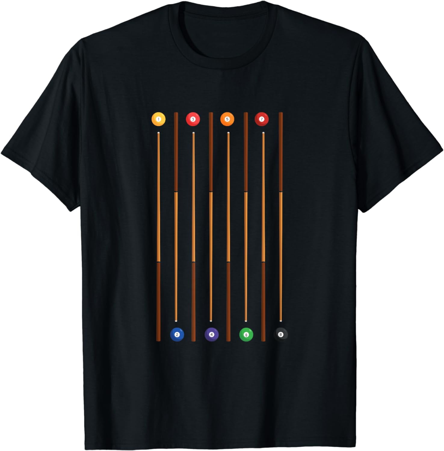 Biliard Cue Stick And 8 Pool Balls Awesome Game T-Shirt - Walmart.com