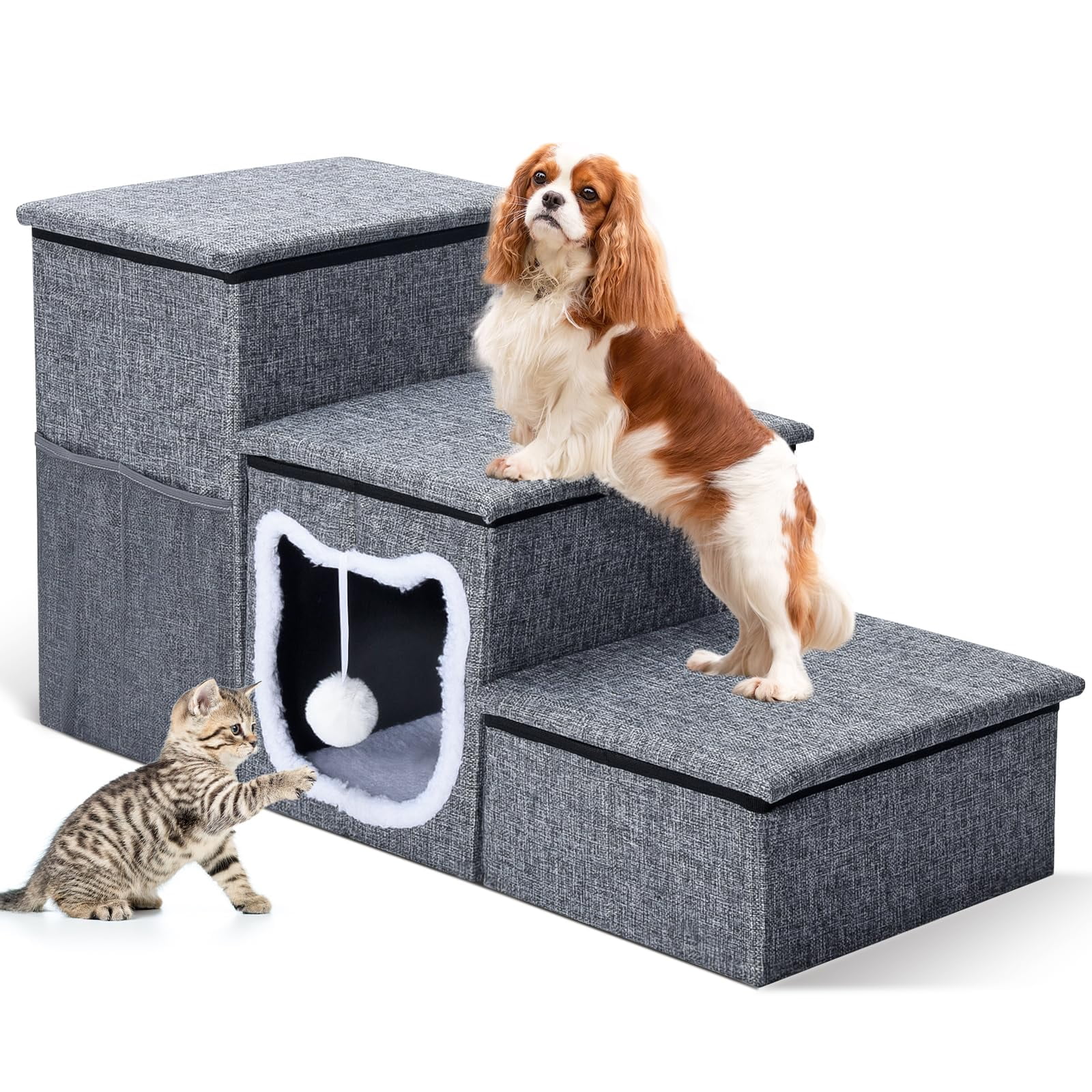 Bilibrara Dog Stairs FEV6 for Small Dogs, Foldable Pet Steps for High ...