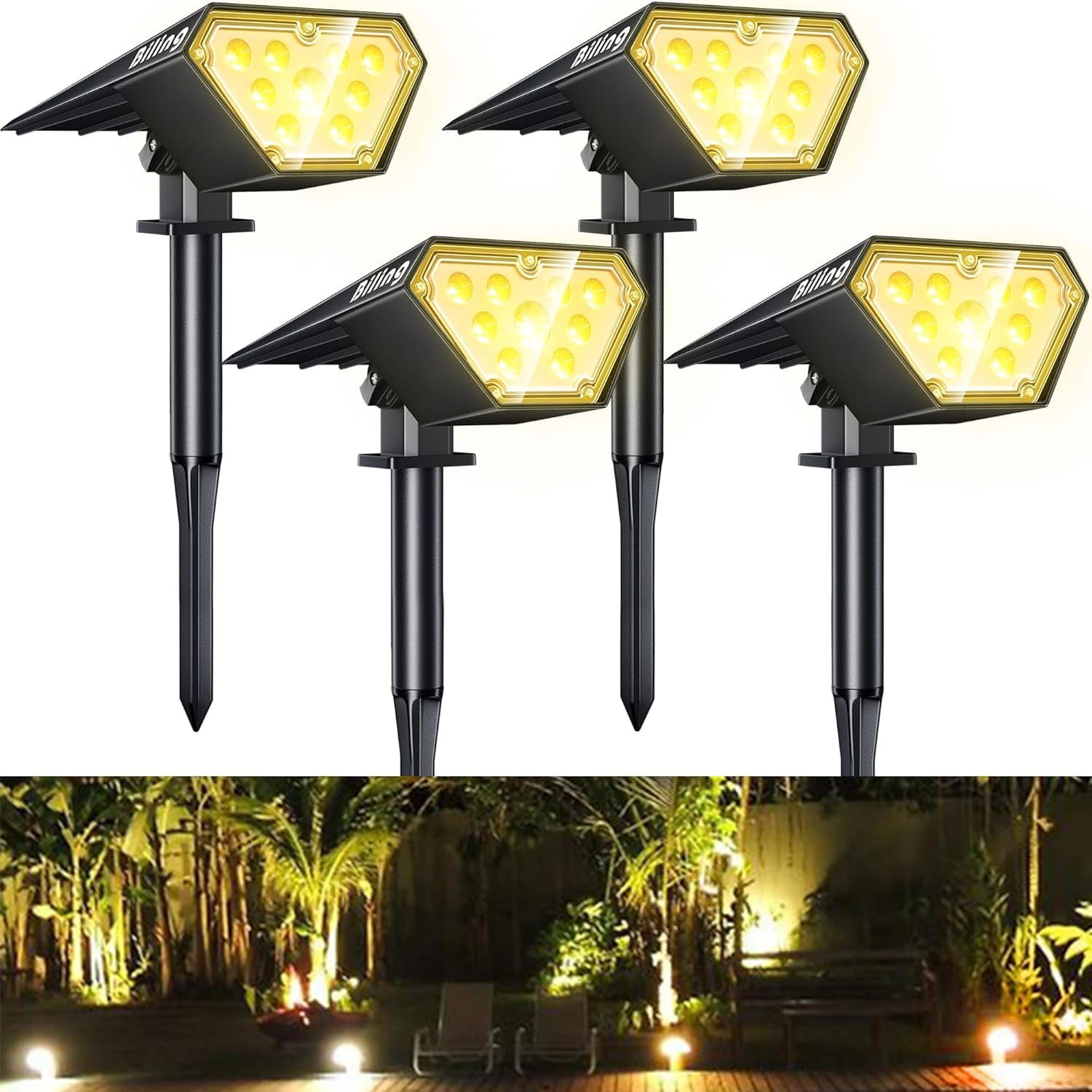 Biling Solar Spot Lights Outdoor, Bright 700 Lumen Outdoor IP67 ...