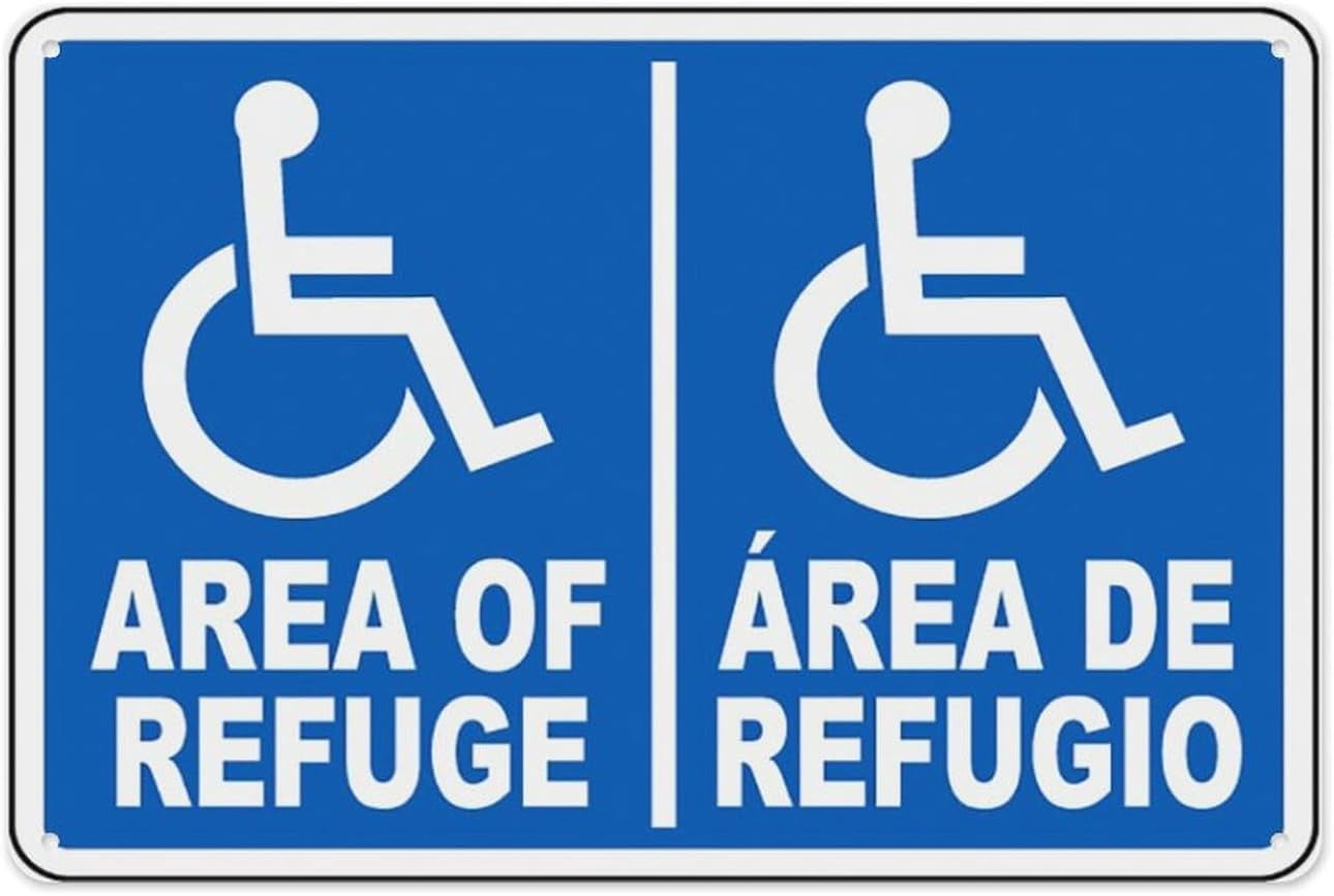 Bilingual Area Of Refuge Sign 8"x12" - Aluminum Tin Warning for Home ...