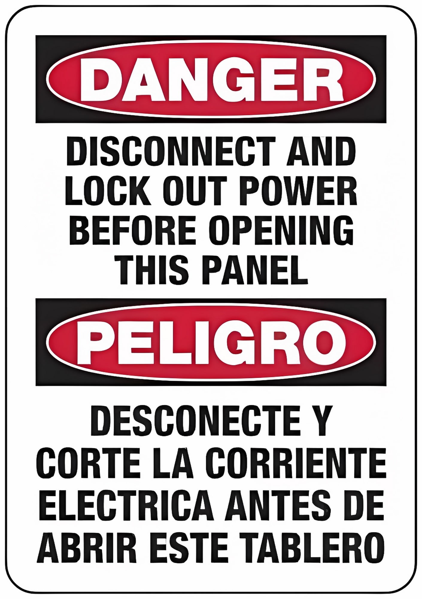 Bilingual Baler Safety Danger Disconnect Power 8"x12" OSHA Compliant ...