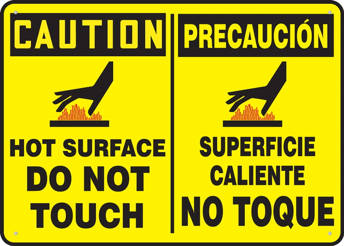 Bilingual Caution Safety Sign Hot Surface Do Not Touch 8 X 12 Inches ...