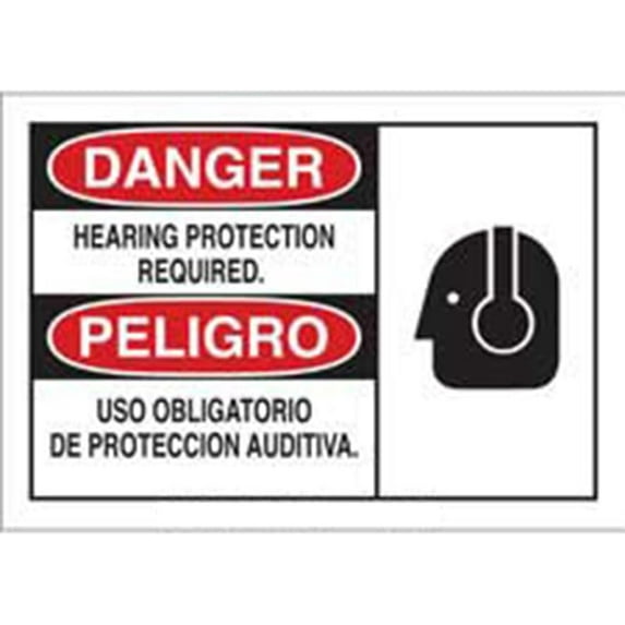 Bilingual DANGER Hearing Protection Required Sign - 8"x12" Metal Sign ...
