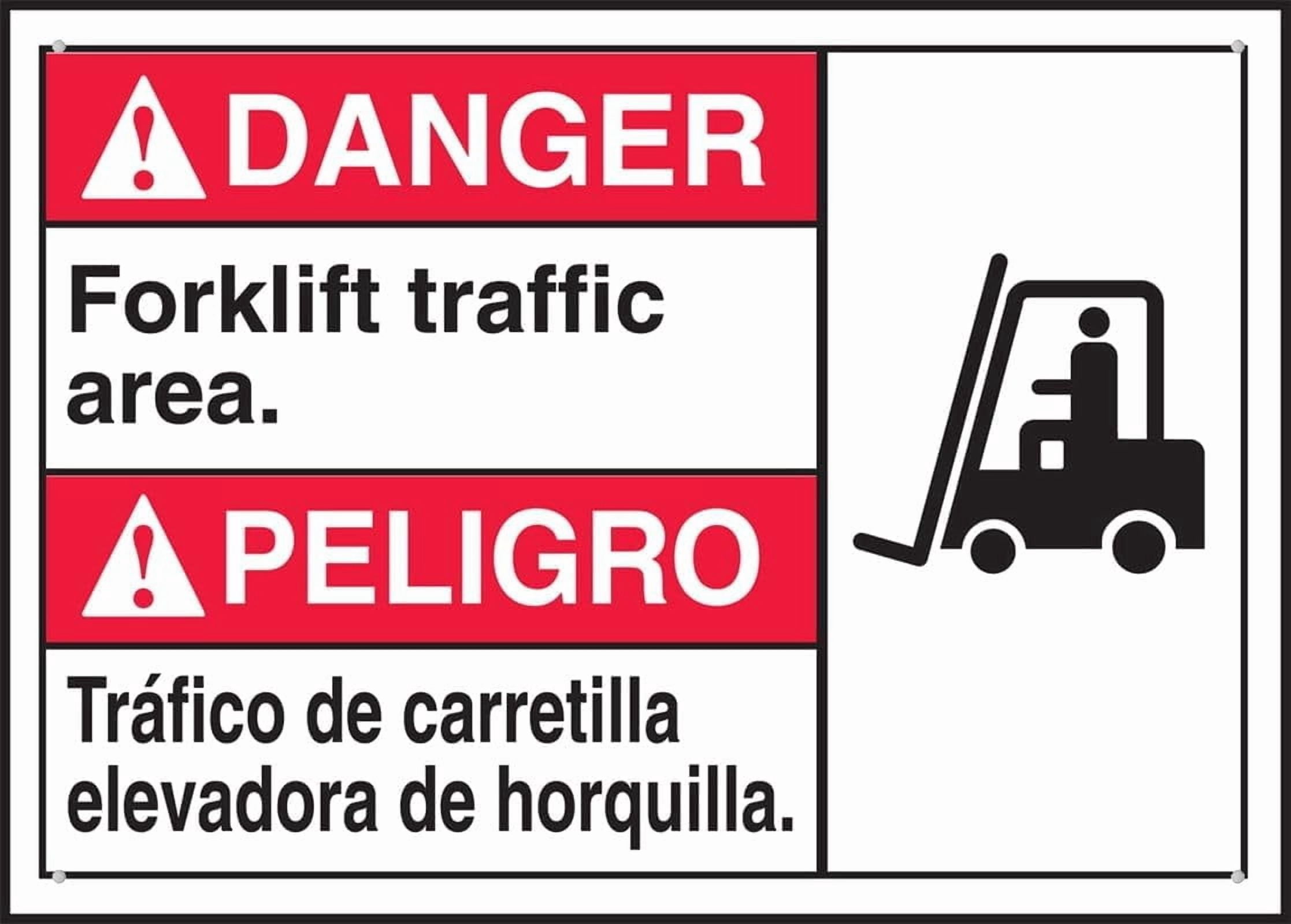 Bilingual Danger Forklift Traffic Area Metal Tin Sign Aluminum Warning ...