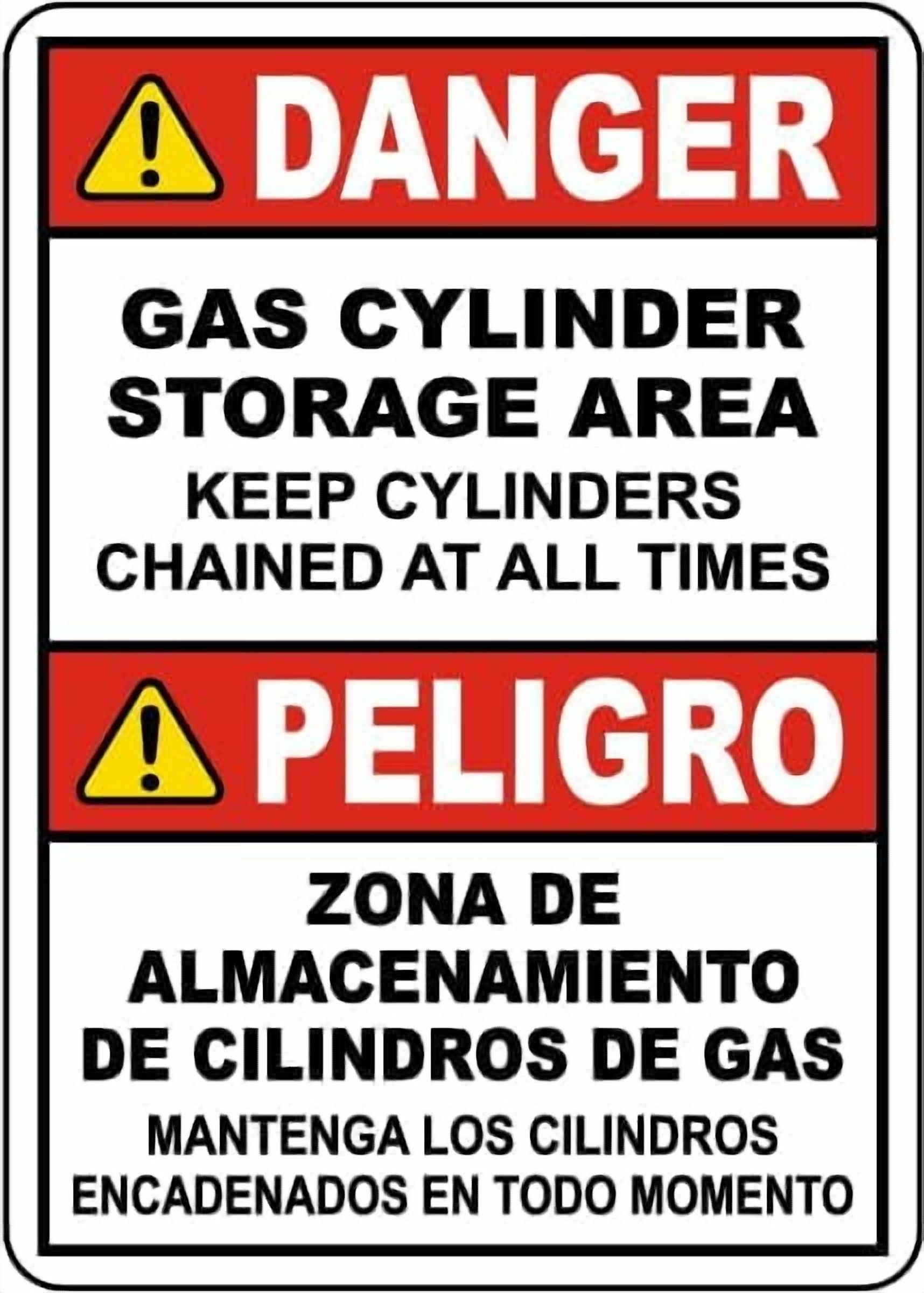 Bilingual Danger Gas Cylinder Storage Area Sign Facility Signs Metal ...