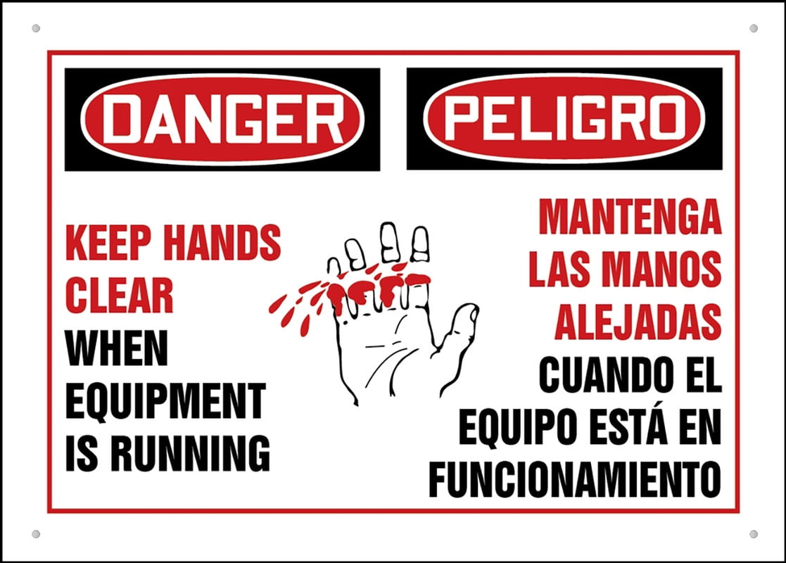 Bilingual Danger Safety Label Keep Hands Clear When Equipment Is ...