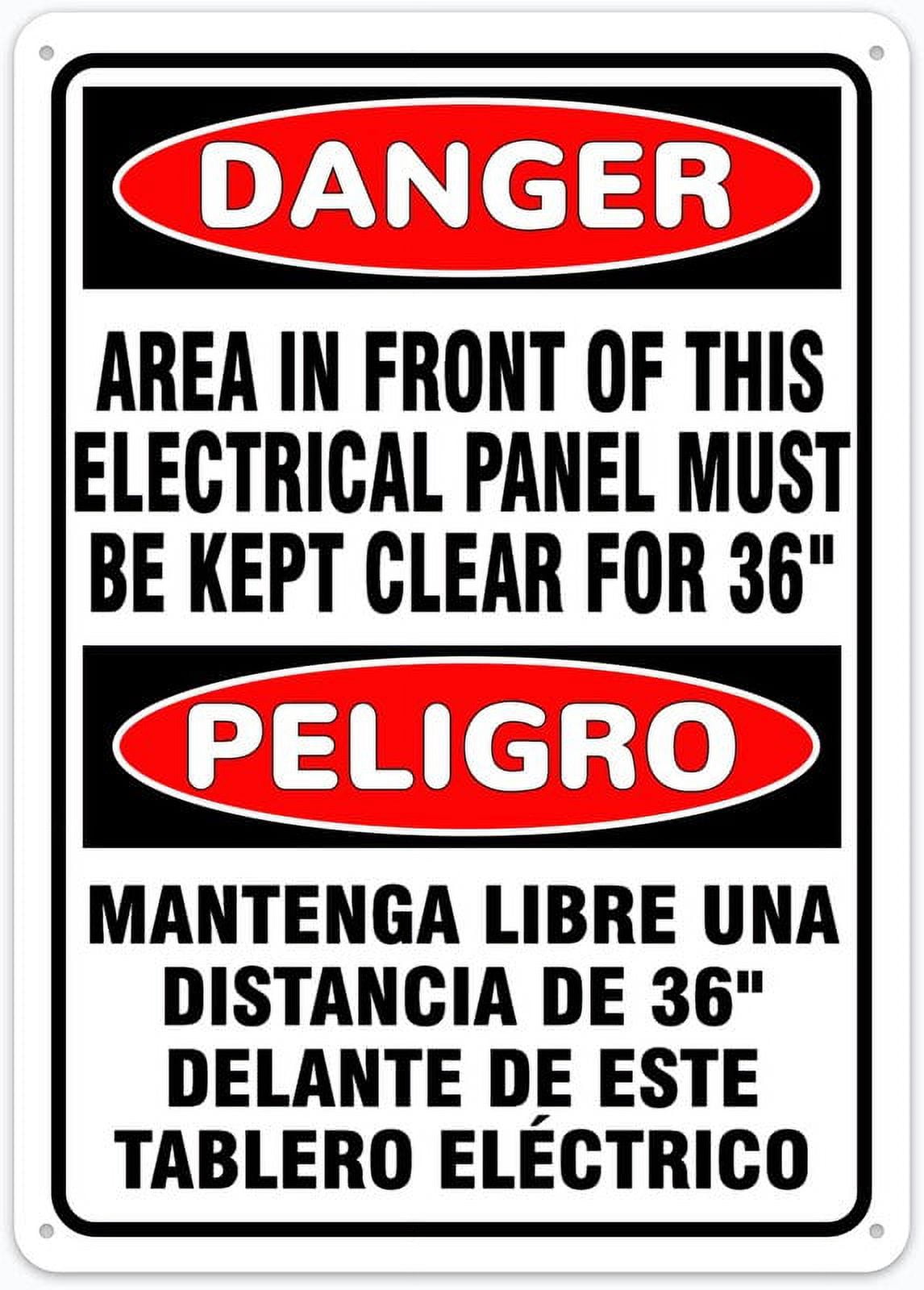 Bilingual Danger Safety Sign Area In Front Of This Electrical Panel ...