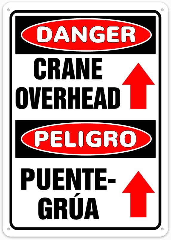Bilingual Danger Safety Sign Crane Overhead Sign Safety Restriction ...