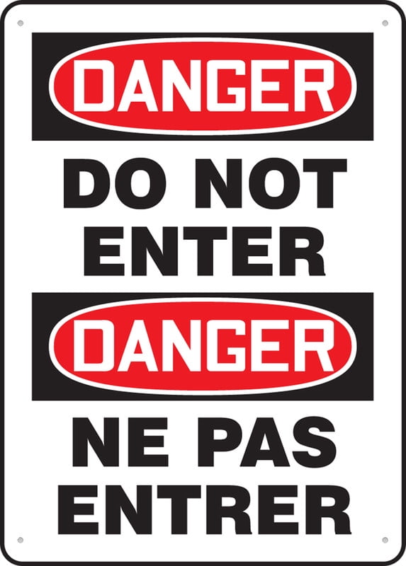 Bilingual Danger Safety Sign Do Not Enter Outdoor Metal Sign - 12 X 8 ...