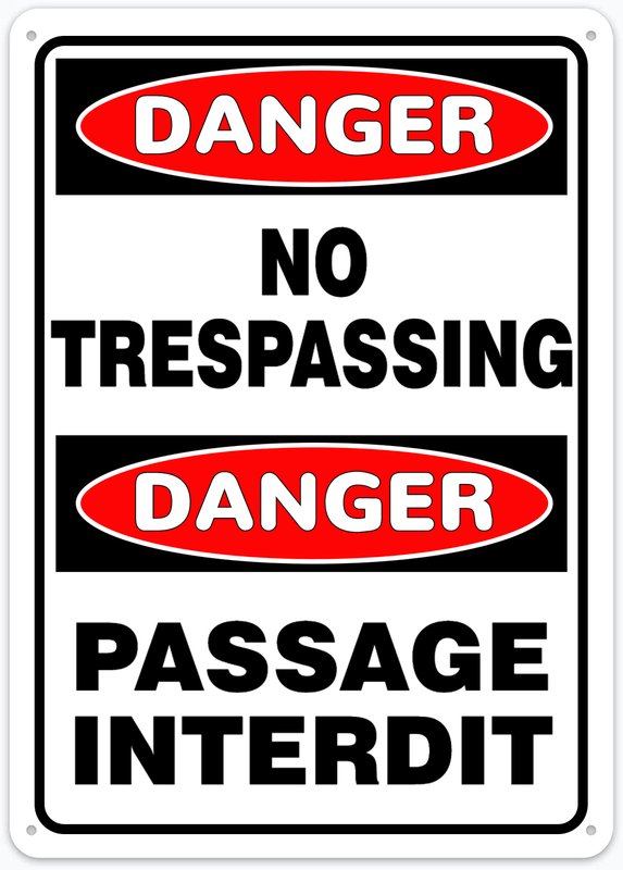 Bilingual Danger Safety Sign No Trespassing Retro Aluminum Sign Metal ...