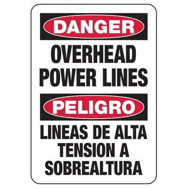 Bilingual Danger Signs - Overhead Power Lines Safety & Compliance Signs ...