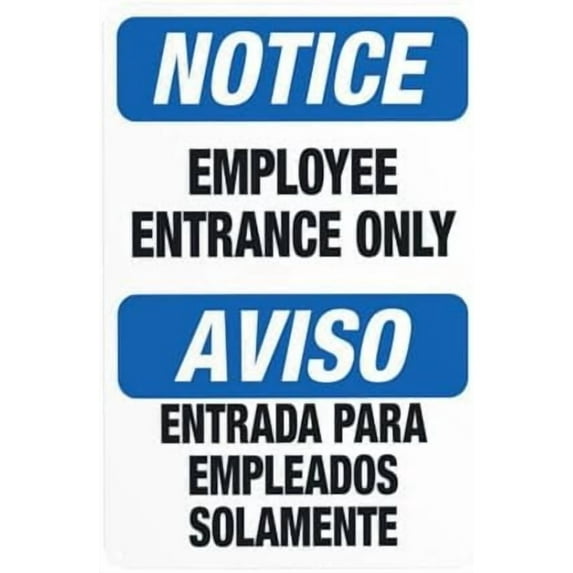 Bilingual Employee Entrance Only Warning Sign, Do Not Enter Security ...