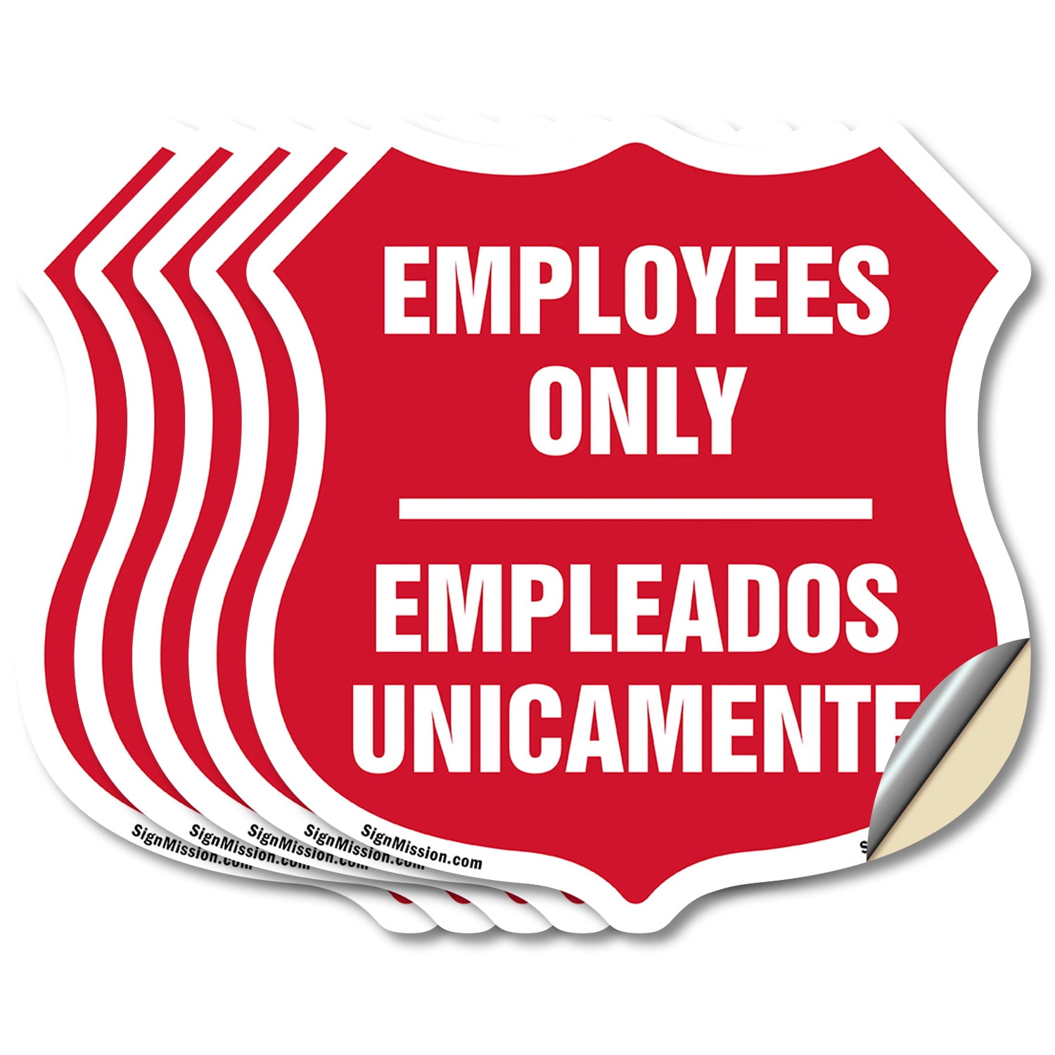 Bilingual Employees Only Shield Sign Empleados Unicamente (English ...