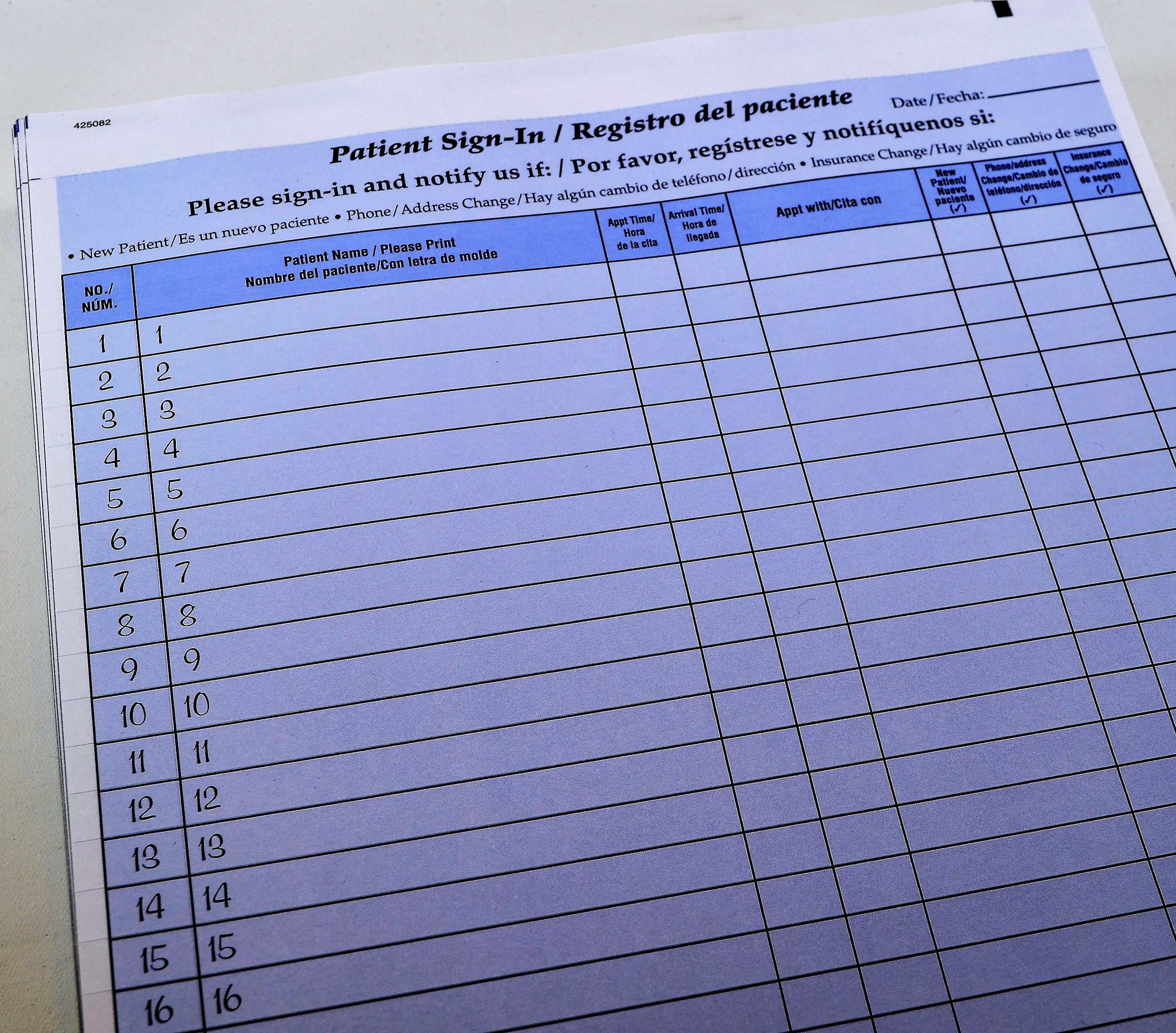 Lucas Distribution Bilingual English/Spanish Patient Sign In Forms ...