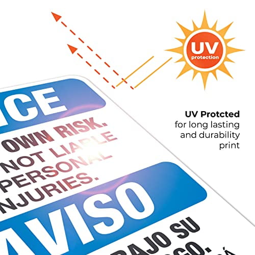 Bilingual Enter At Your Own Risk Sign, OSHA Sign, 24x30 Inches, 55 mil ...