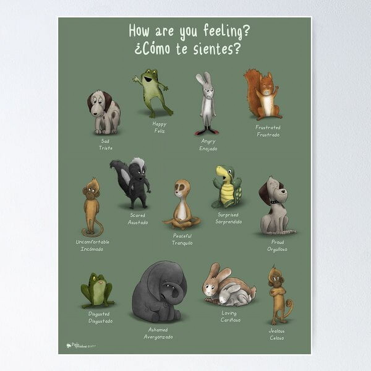 Bilingual Feelings Chart Educational Poster, Poster Home Decor , Poster ...