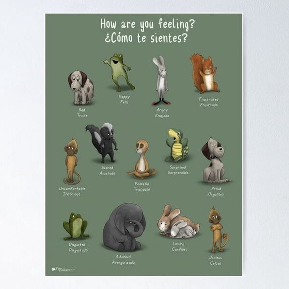 Bilingual Feelings Chart Educational Poster, Poster Home Decor , Poster ...