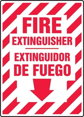 Bilingual Fire Safety Sign, Fire Extinguisher Metal Sign 8 x 12 Inches ...
