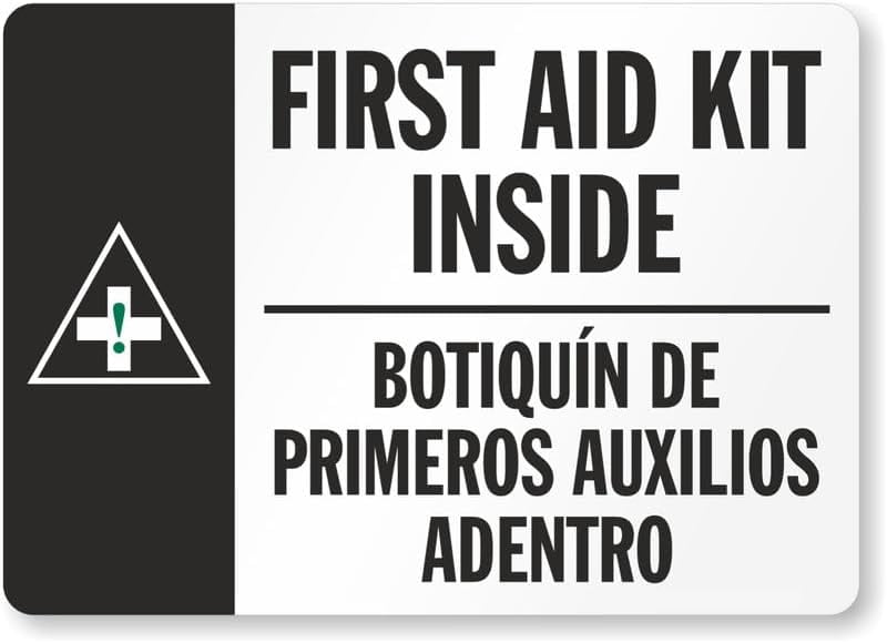 Bilingual First Aid Kit Aluminum Weatherproof 8" x 12" Sign P2413b ...