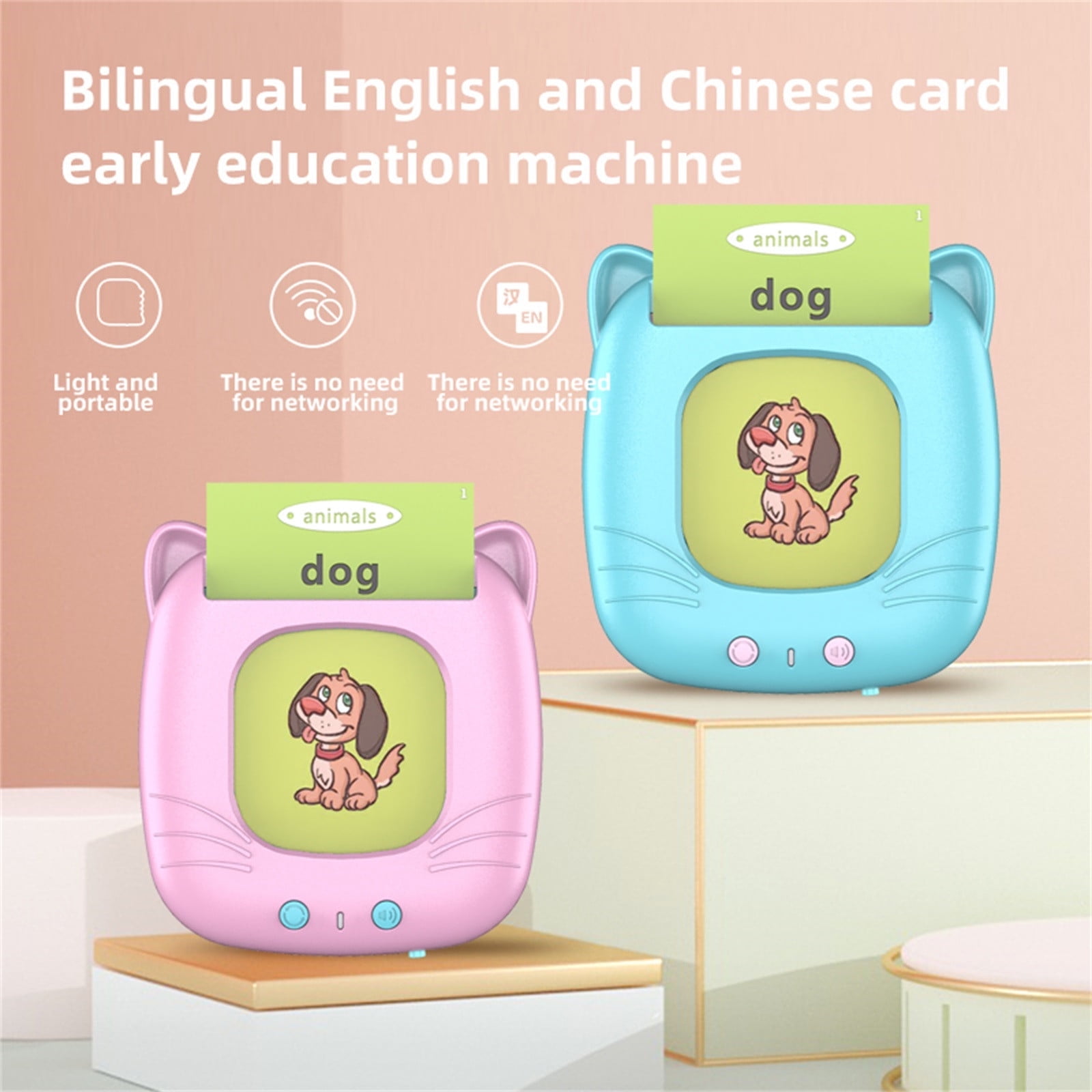 Bilingual Flash Card Reader for Kids - Rechargeable Educational Toy ...