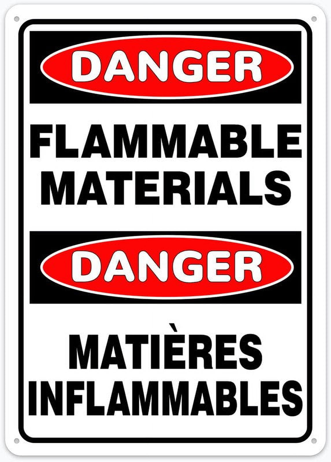 Bilingual French Danger Sign Flammable Materials Sign Rustic Metal Tin ...