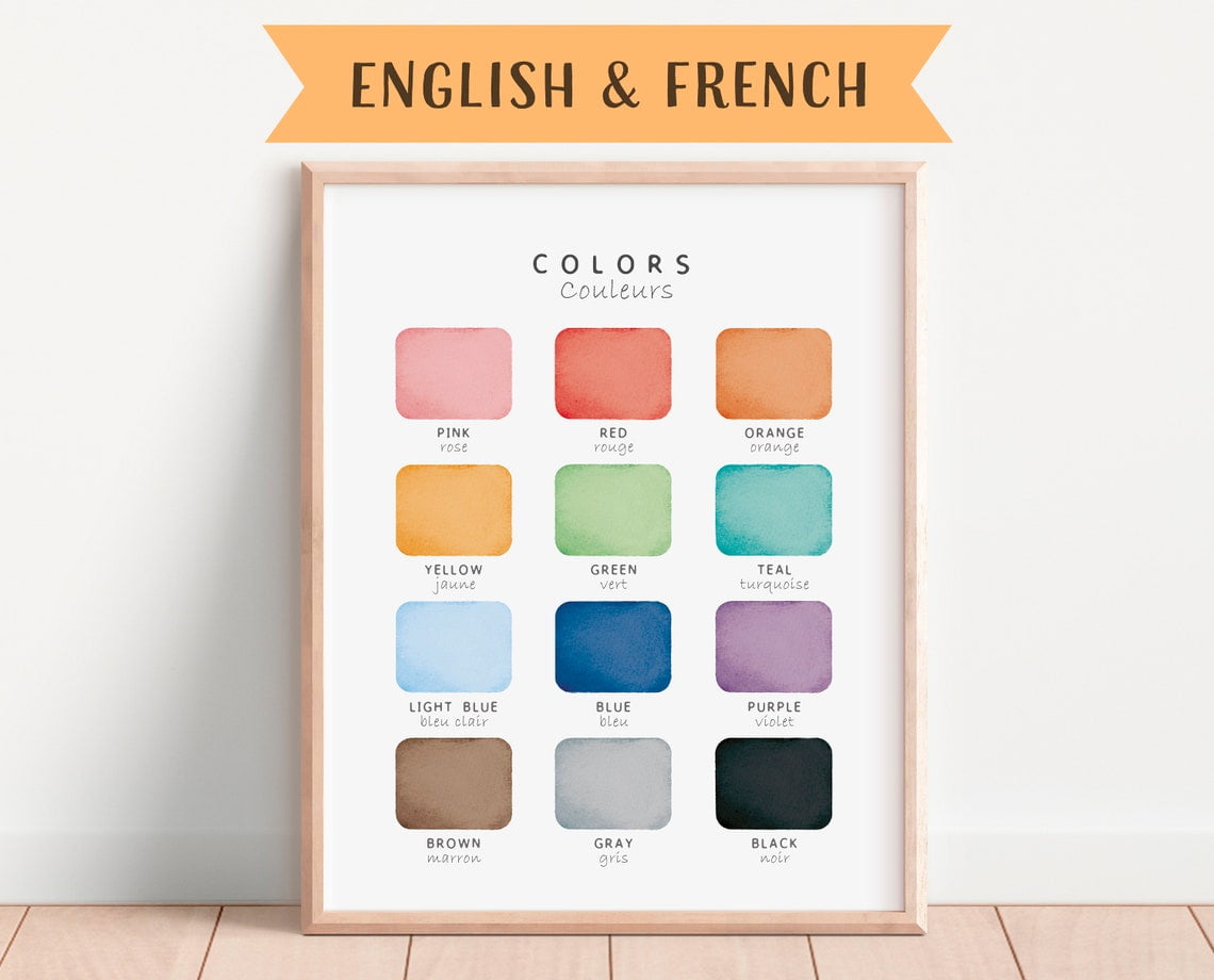 Bilingual French Educational Poster, Playroom Educational Poster ...