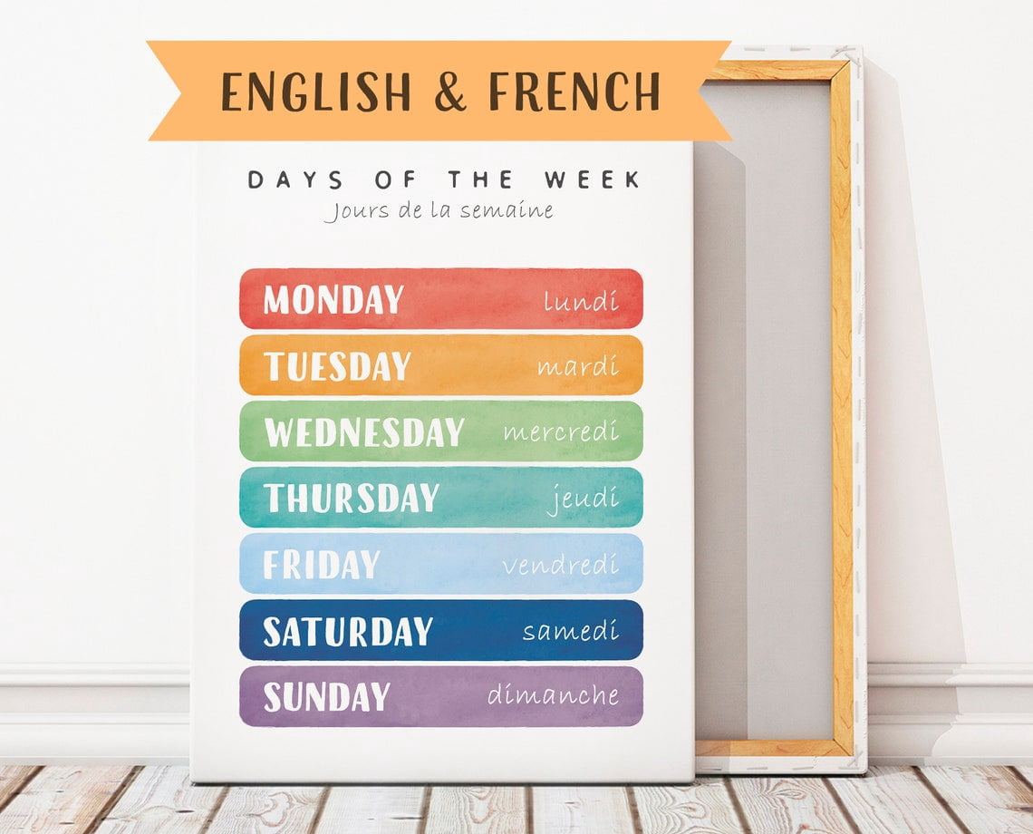 Bilingual French Educational Poster, Playroom Educational Poster ...