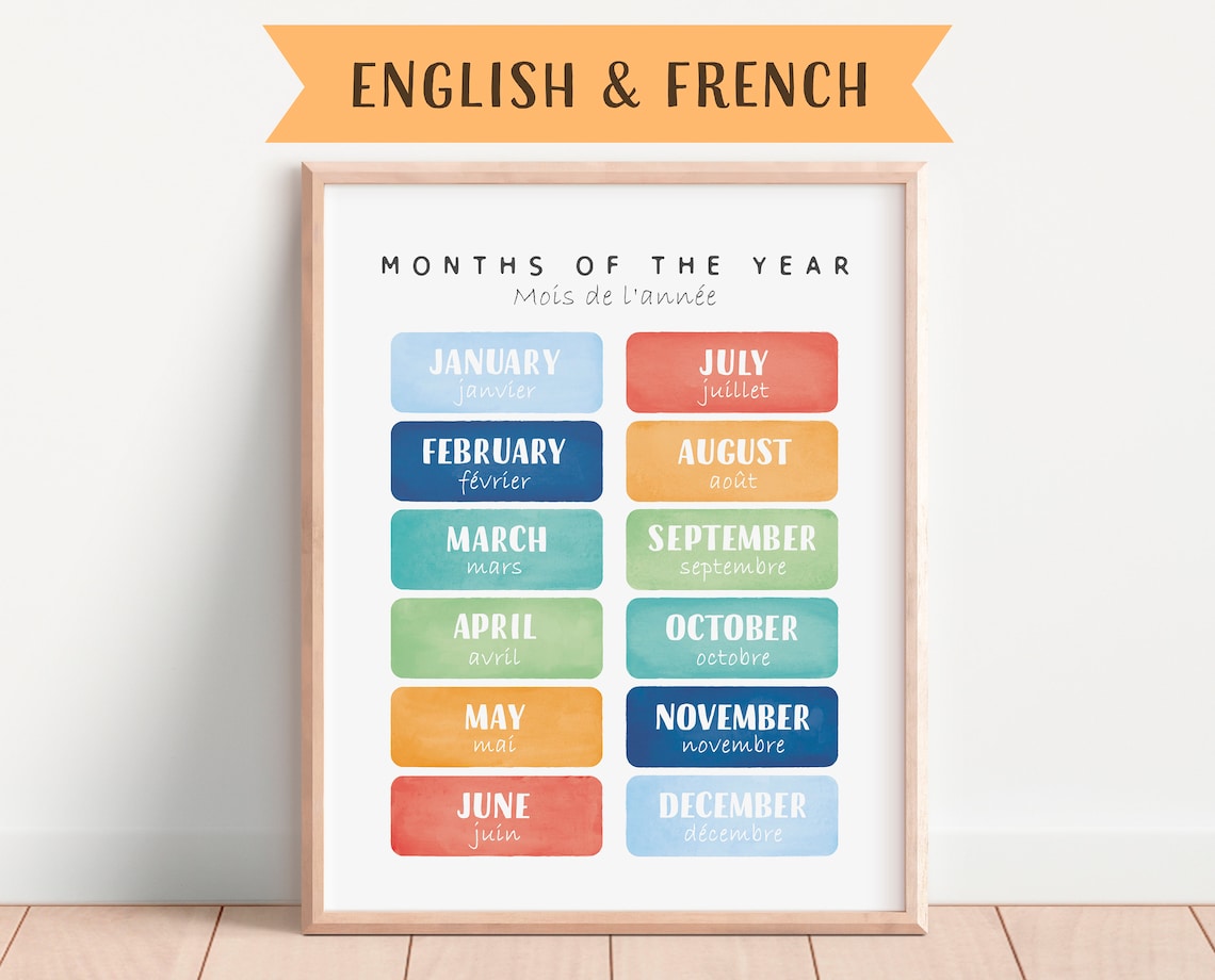 Bilingual French Educational Poster, Playroom Educational Poster ...
