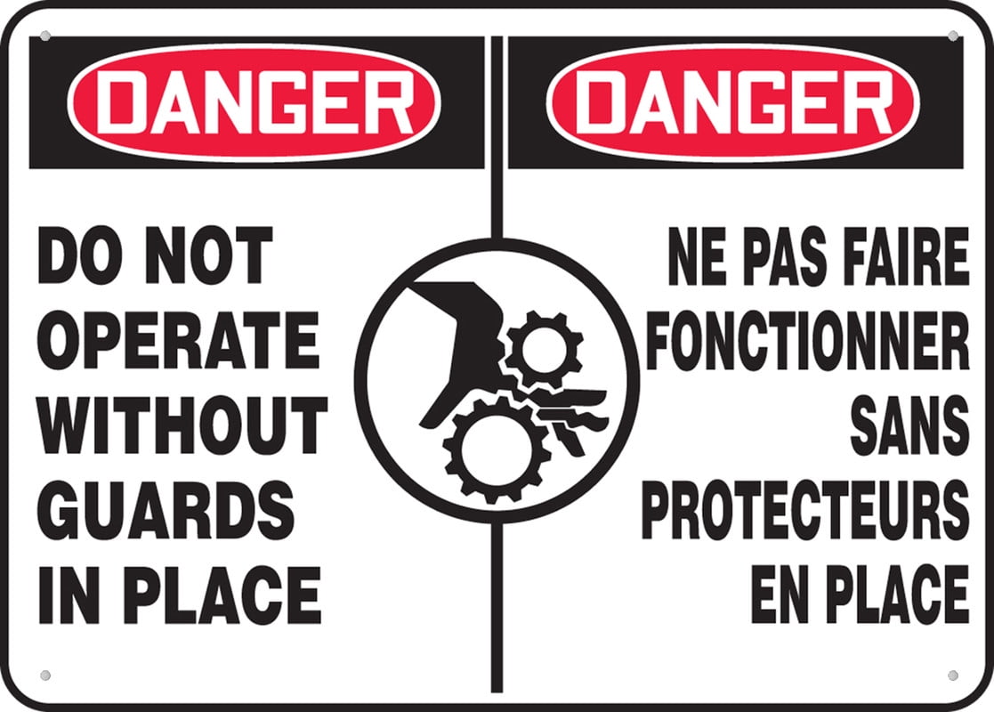 Bilingual French Sign Guards Outdoor Metal Sign - 12 X 8 Metal Signs ...