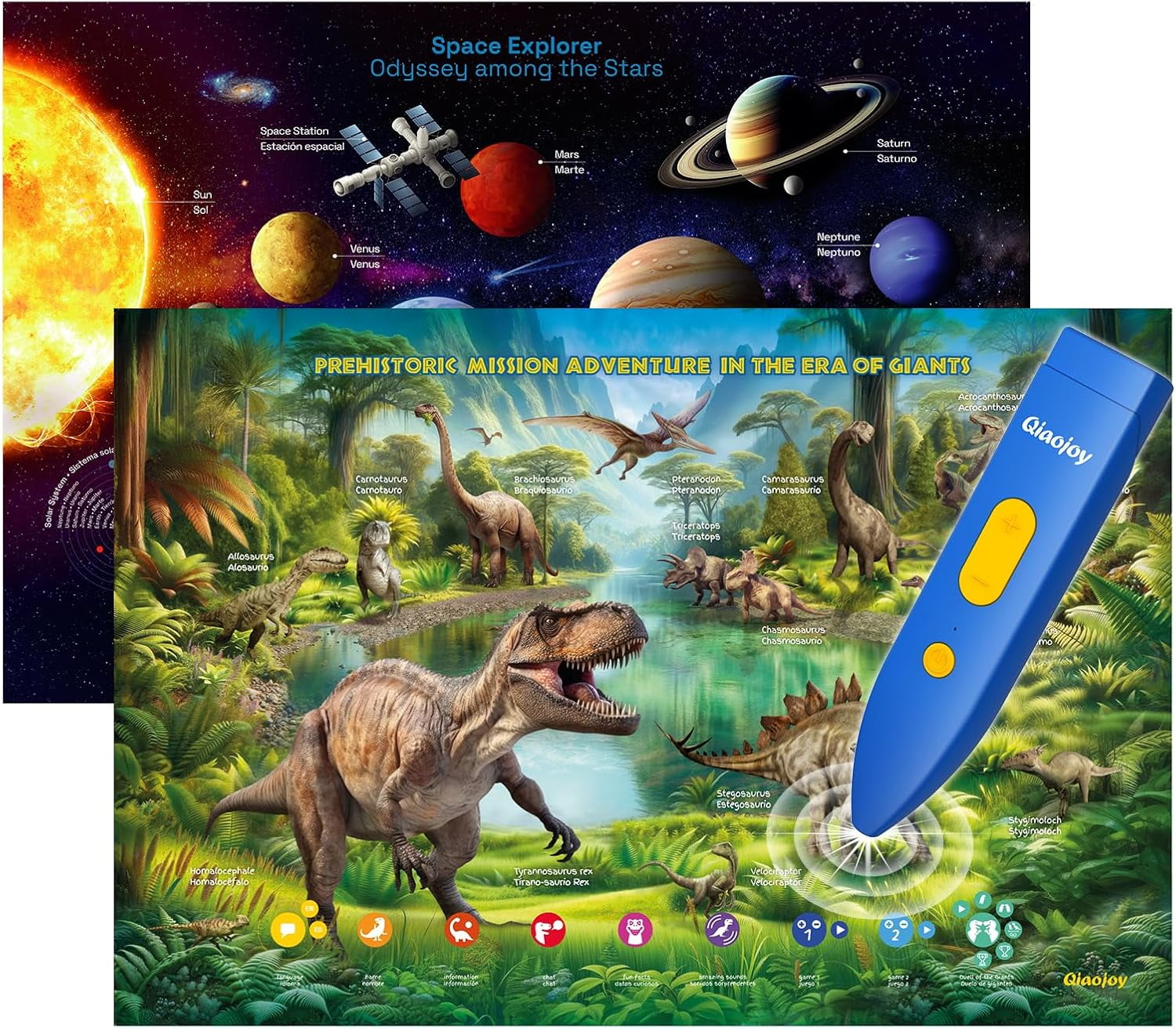 Bilingual Interactive for Kids Talking Dinosaur Space Poster for Kids ...