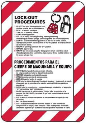 Bilingual Lock-out Procedure Sign Safety & Compliance Signs/OSHA & ANSI ...