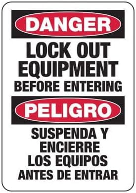 Bilingual Lockout Signs - Danger Lockout Equipment Before Entering ...