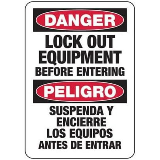 Bilingual Lockout Signs - Danger Lockout Equipment Before Entering ...