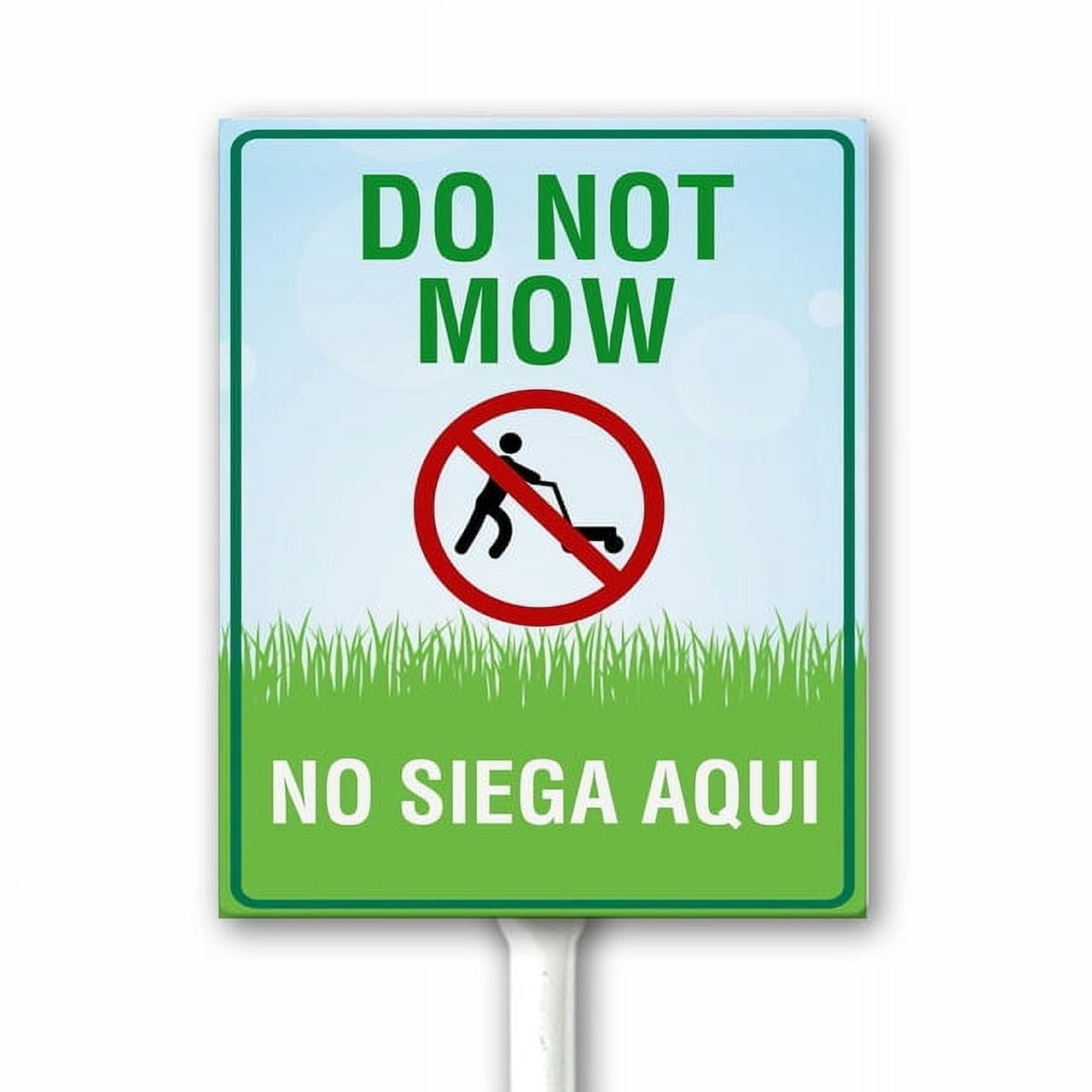 Bilingual Do Not Mow Sign With Symbol NO SIEGA AQUI Spanish Yard Sign ...
