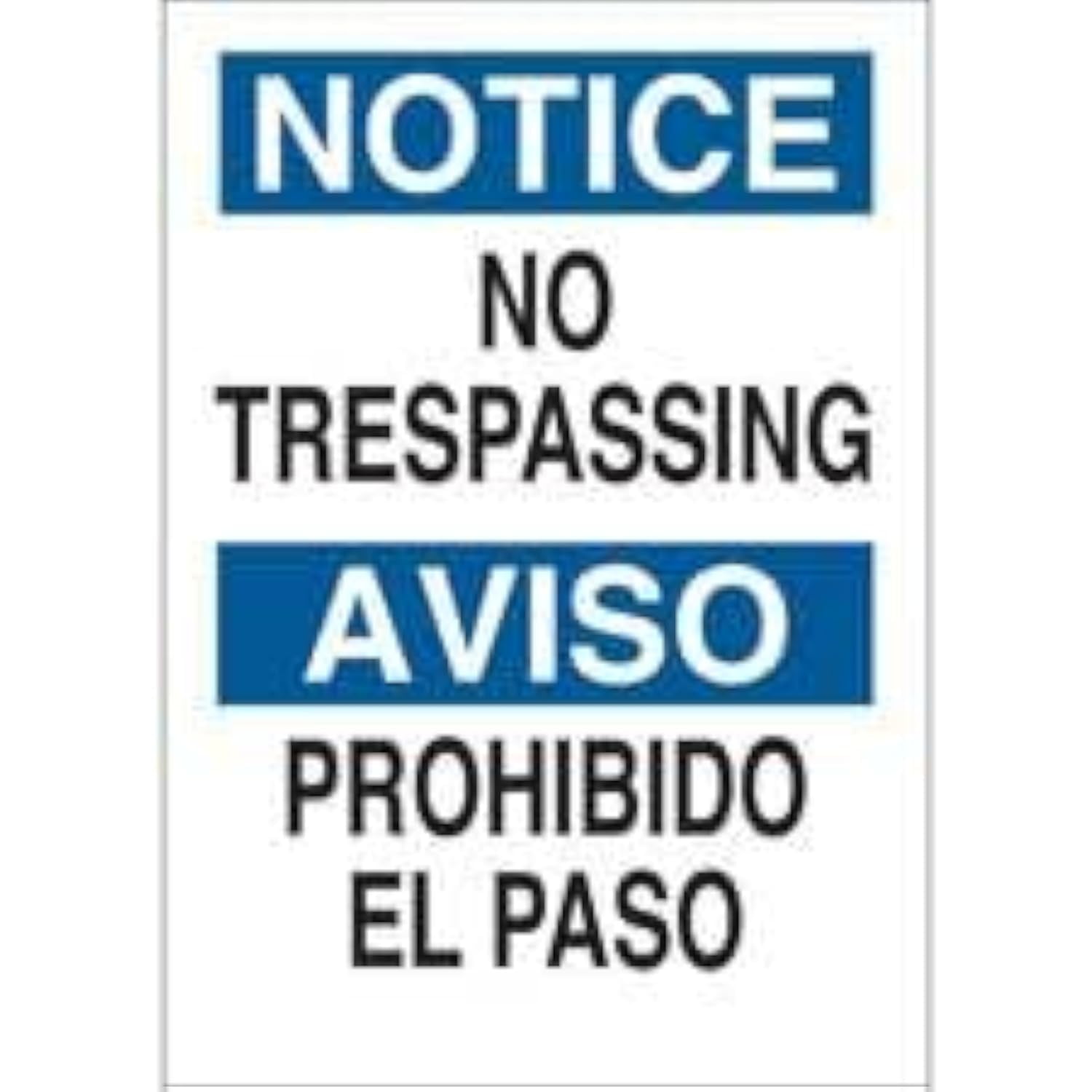 Bilingual NOTICE - No Trespassing Sign - Security and Admittance Sign ...