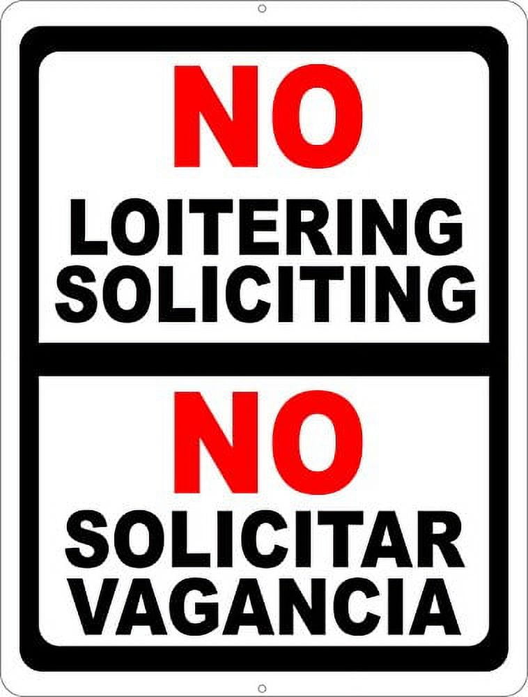 Bilingual No Loitering Soliciting Sign. English & Spanish Security ...