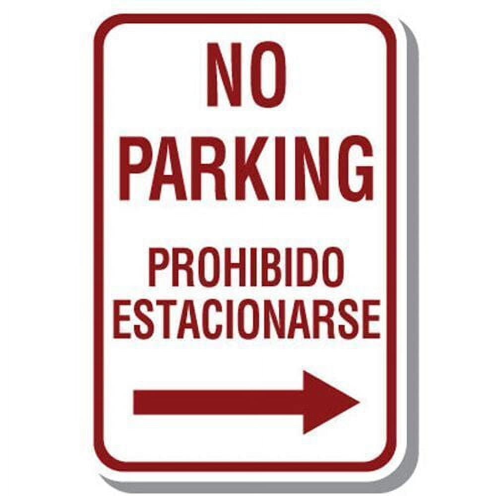 Bilingual No Parking Metal Aluminum Sign with Arrow Right Size: 8" x 12 ...