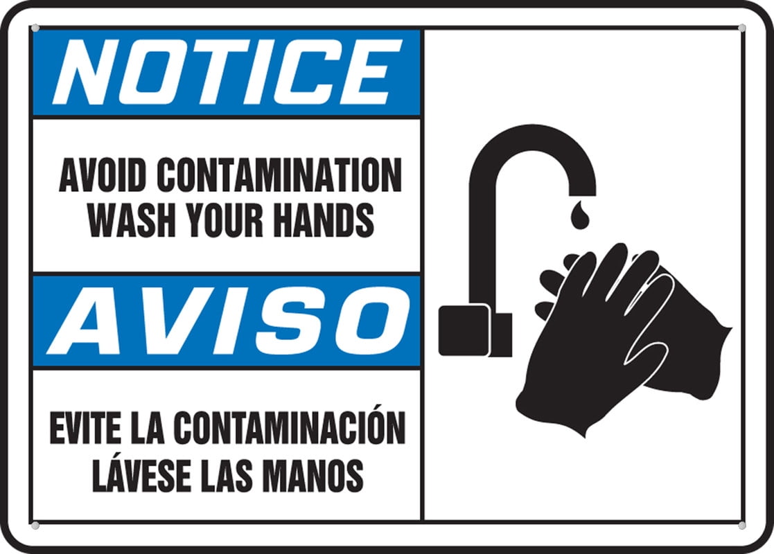 Bilingual Notice Safety Sign Avoid Contamination Wash Your Hands ...