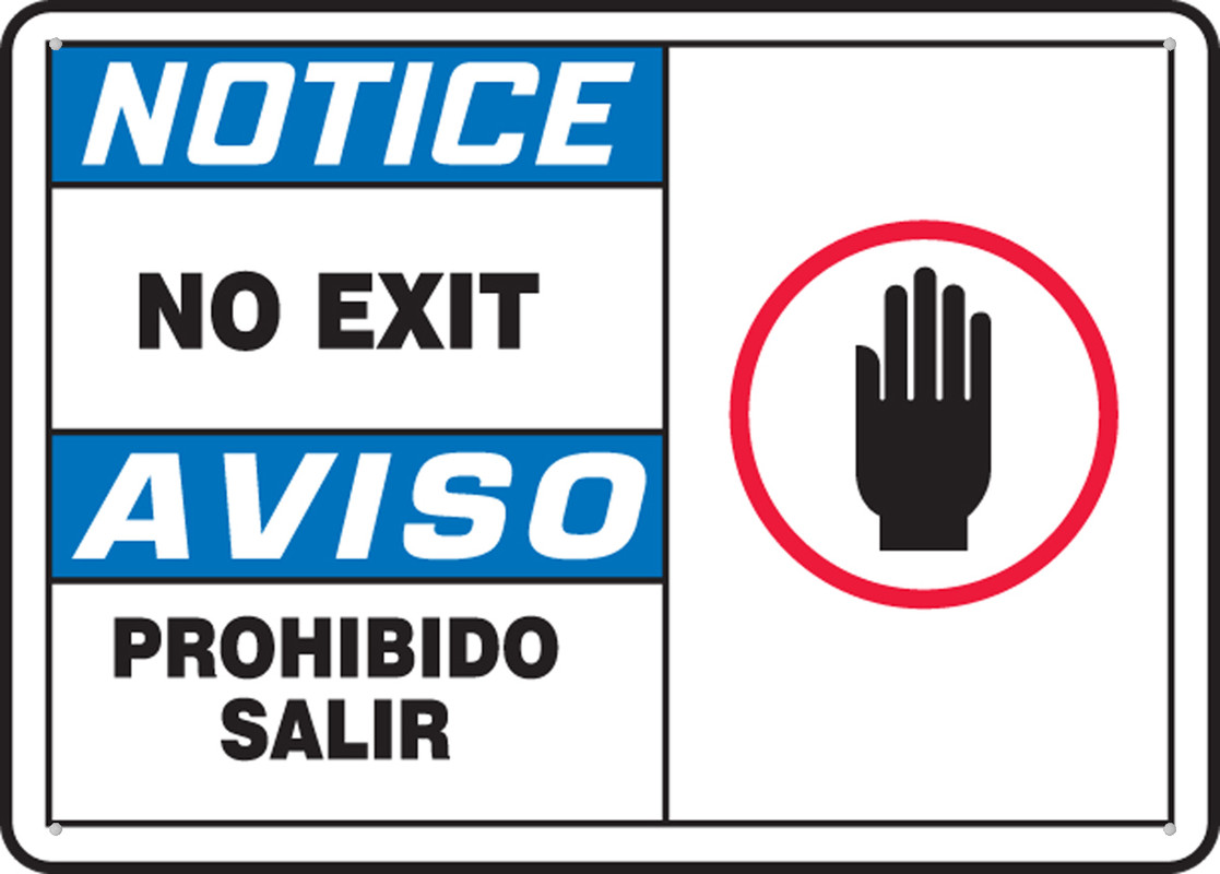 Bilingual Notice Safety Sign No Exit Prohibido Salir Metal 12X8 Inch ...