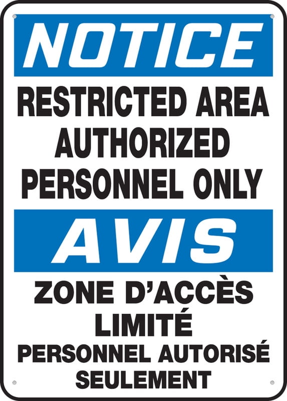 Bilingual Notice Safety Sign Restricted Area Authorized Personnel Only ...