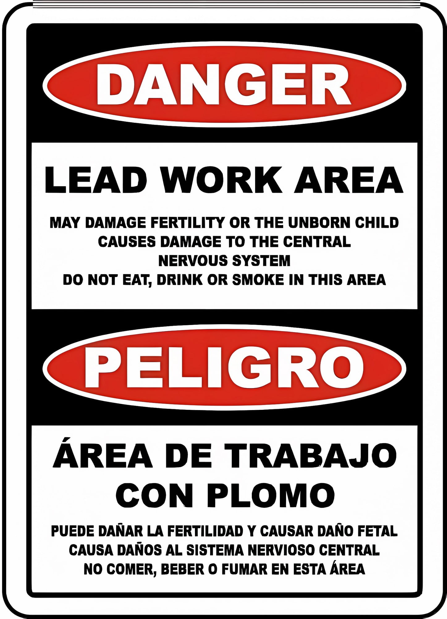 Bilingual OSHA Lead Work Area 8"x12" Safety Metal Tin Sign, Chemical ...