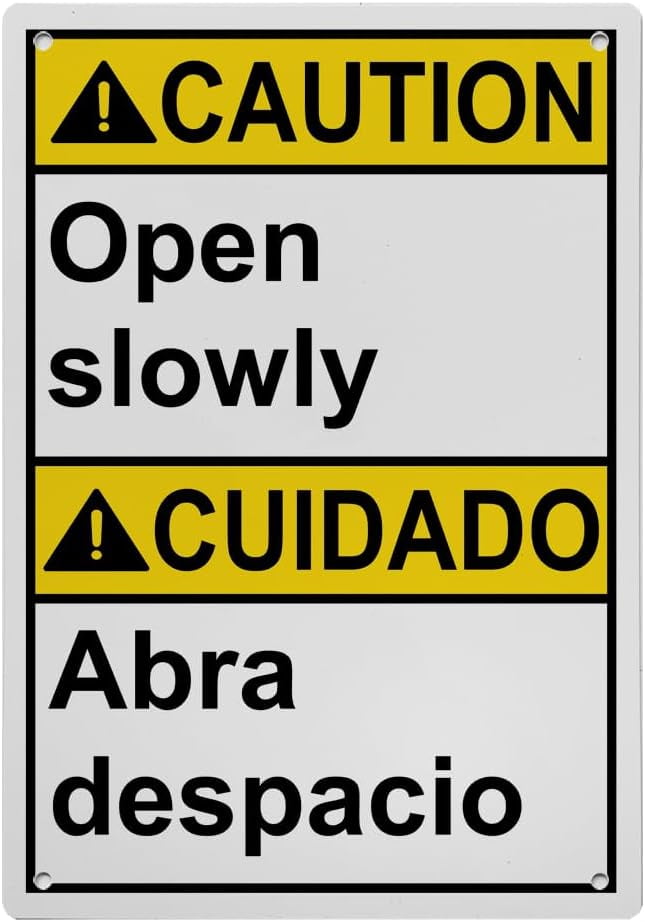 Bilingual Open Slowly Exit Gate Sign (Abra despacio), Industrial Exit ...