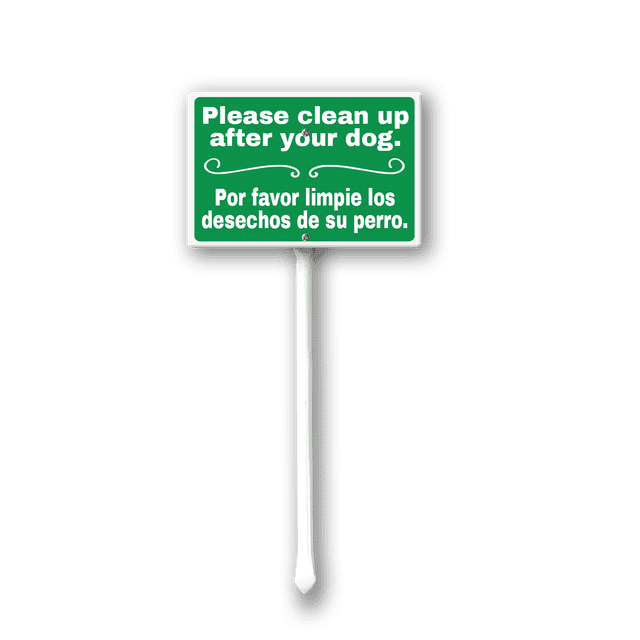 Bilingual Plant Sign Please Clean Up After Your Dog Yard Sign With ...