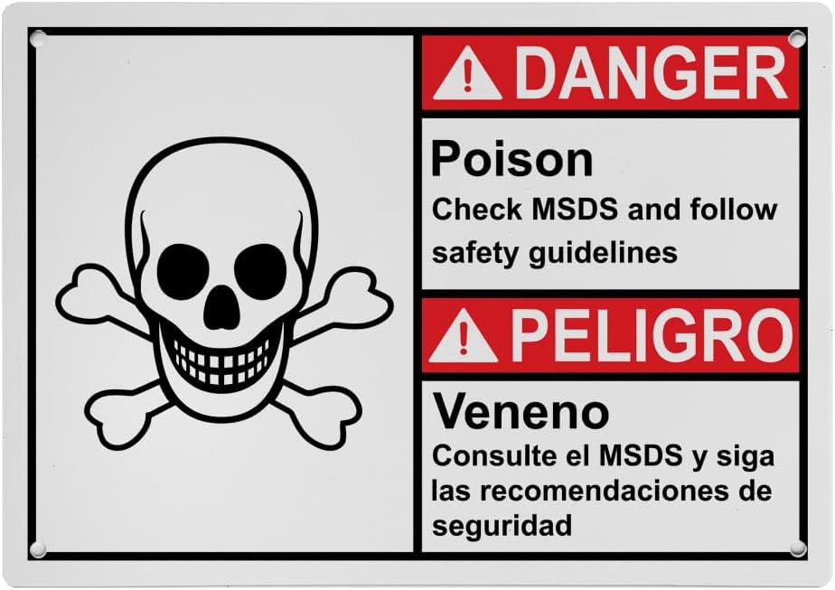 Bilingual Poison Check MSDS Sign (Veneno Consulte el MSDS), Industrial ...